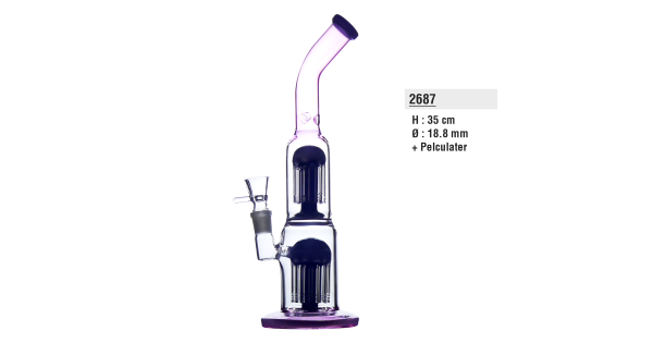 Glasbong mit 2 x Perkolator und Eis | H:35cm, Schliff: 18,8mm