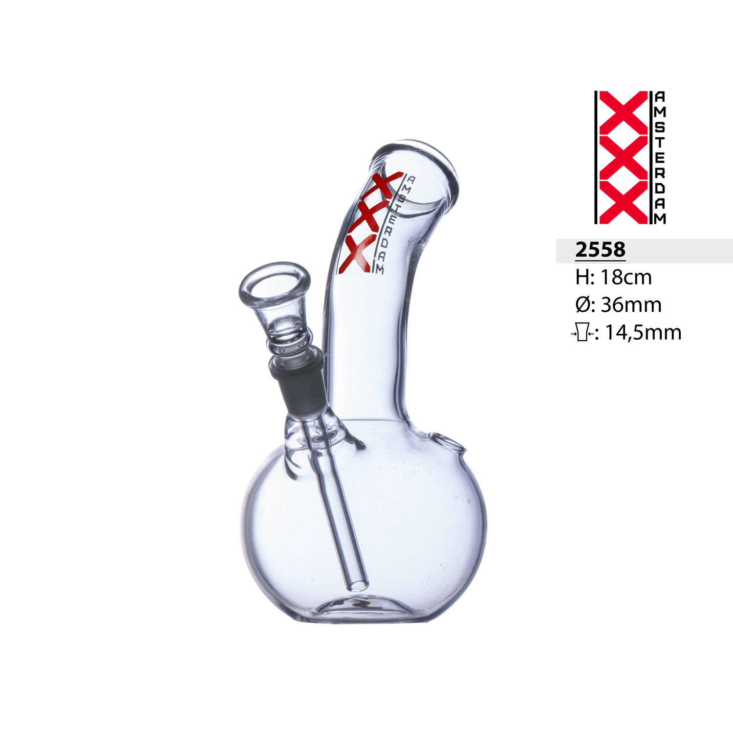 Amsterdam XXX Bullet Bong mit Kugel & gebogenem Mundstück