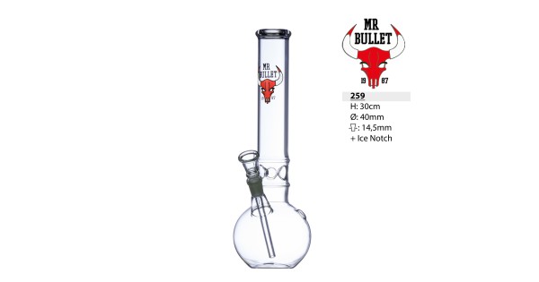 Mr. Bullet Glasbong mit Eis | H: 30 cm, Ø: 40mm, Schliff: 14,5mm